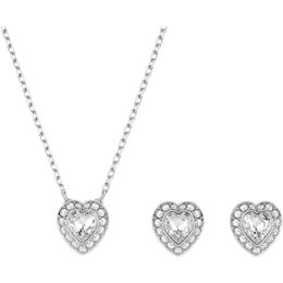 Swarovski Damen Ohrring und Ketten Set "Multipack Schmuck Geschenk Ariana Grande Herz", silber, Metall, Schmuck_Sets, mit Swarovski Kristall
