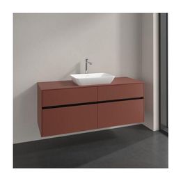 Villeroy & Boch Villeroy und Boch Collaro Waschtischunterschrank C116B0AH 140x54,8x50cm, f&uuml;r Waschtisch mittig, LED-Beleuchtung 10,4W, wine red