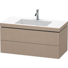 Duravit L-Cube Waschtisch-Unterschrank LC6928O7575 100 x 48 cm, 1 Hahnloch, leinen, 2 Schubk&auml;sten