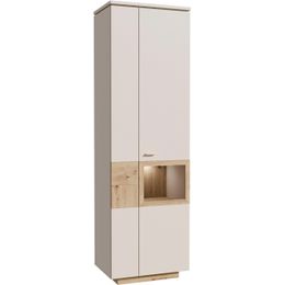 Vitrine FORTE, B:60,7cm H:197,2cm T:41,6cm, beige, Spanplatte, Wohnzimmer, Schr&auml;nke, "Louoto, Stauraumvitrine, Standvitrine, Stauraumschrank",