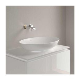 Villeroy & Boch Villeroy und Boch Loop & friends Aufsatz-Waschtisch 4A4800RW 62x42cm, oval, ohne Hahnlochbank, mit &Uuml;berlauf, Stone White C-plus