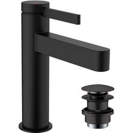 Hansgrohe Finoris 110 Waschtischarmatur 76024670 mit Push-Open Ablaufgarnitur, CoolStart, mattschwarz