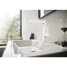 Hansgrohe Finoris 230 Waschtischarmatur 76060700 mit Schwenkauslauf und Push-Open Ablaufgarnitur, mattwei&szlig;