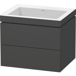 Duravit L-Cube Waschtisch-Unterschrank LC6926N4949 60 x 48 cm, ohne Hahnloch, graphit matt, 2 Schubk&auml;sten