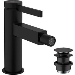 Hansgrohe Finoris Bidetarmatur 76200670 mit Push-Open Ablaufgarnitur, mattschwarz
