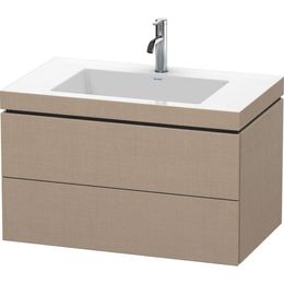 Duravit L-Cube Waschtisch-Unterschrank LC6927O7575 80 x 48 cm, 1 Hahnloch, leinen, 2 Schubk&auml;sten