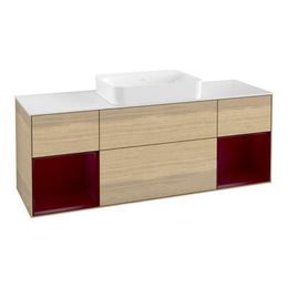 Villeroy & Boch Villeroy und Boch Finion Waschtischunterschrank G741HBPC 160x60,3x50,1cm, Regale Peony matt lacquer, Oak Veneer