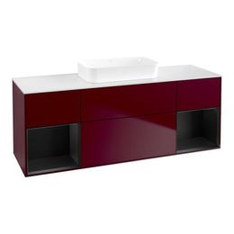 Villeroy & Boch Villeroy und Boch Finion Waschtischunterschrank F741PDHB 160x60,3x50,1cm, Regale Black matt lacquer, Peony Matt