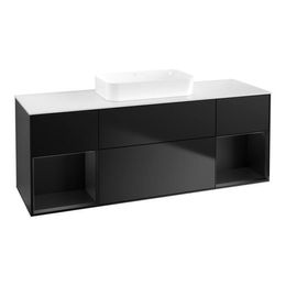 Villeroy & Boch Villeroy und Boch Finion Waschtischunterschrank F741PDPD 160x60,3x50,1cm, Regale Black matt lacquer, Black matt lacquer