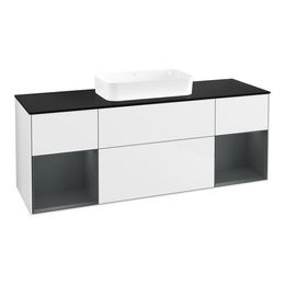 Villeroy & Boch Villeroy und Boch Finion Waschtischunterschrank F742HGGF 160x60,3x50,1cm, Regale Midnight matt lacquer, Glossy white lacquer