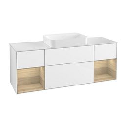 Villeroy & Boch Villeroy und Boch Finion Waschtischunterschrank G741PCGF 160x60,3x50,1cm, Regale Oak Veneer, Glossy white lacquer