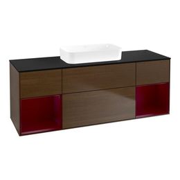 Villeroy & Boch Villeroy und Boch Finion Waschtischunterschrank F742HBGN 160x60,3x50,1cm, Regale Peony matt lacquer, Walnut veneer