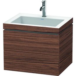 Duravit L-Cube Waschtisch-Unterschrank LC6926O2121 60 x48 cm, 1 Hahnloch, nussbaum dunkel, 2 Schubk&auml;sten