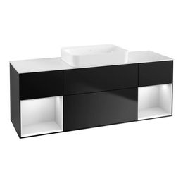 Villeroy & Boch Villeroy und Boch Finion Waschtischunterschrank G741MTPD 160x60,3x50,1cm, Regale White matt lacquer, Black matt lacquer