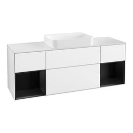 Villeroy & Boch Villeroy und Boch Finion Waschtischunterschrank G741PDGF 160x60,3x50,1cm, Regale Black matt lacquer, Glossy white lacquer
