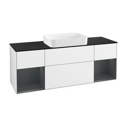 Villeroy & Boch Villeroy und Boch Finion Waschtischunterschrank G742HGGF 160x60,3x50,1cm, Regale Midnight matt lacquer, Glossy white lacquer