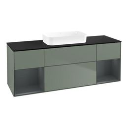 Villeroy & Boch Villeroy und Boch Finion Waschtischunterschrank F742HGGM 160x60,3x50,1cm, Regale Midnight matt lacquer, Olive Matt Lacquer