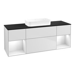 Villeroy & Boch Villeroy und Boch Finion Waschtischunterschrank F742GFMT 160x60,3x50,1cm, Regale Glossy white lacquer, White matt lacquer