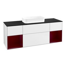 Villeroy & Boch Villeroy und Boch Finion Waschtischunterschrank F742HBGF 160x60,3x50,1cm, Regale Peony matt lacquer, Glossy white lacquer