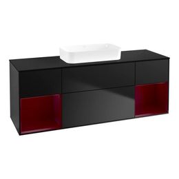 Villeroy & Boch Villeroy und Boch Finion Waschtischunterschrank F742HBPD 160x60,3x50,1cm, Regale Peony matt lacquer, Black matt lacquer