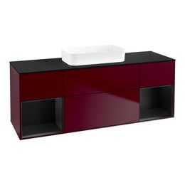Villeroy & Boch Villeroy und Boch Finion Waschtischunterschrank F742PDHB 160x60,3x50,1cm, Regale Black matt lacquer, Peony Matt