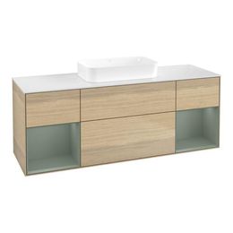Villeroy & Boch Villeroy und Boch Finion Waschtischunterschrank F741GMPC 160x60,3x50,1cm, Regale Olive matt lacquer, Oak Veneer