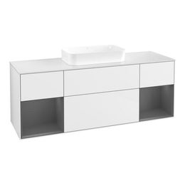 Villeroy & Boch Villeroy und Boch Finion Waschtischunterschrank F741GKGF 160x60,3x50,1cm, Regale Anthracite matt lacquer, Glossy white lacquer
