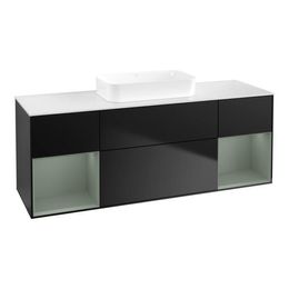 Villeroy & Boch Villeroy und Boch Finion Waschtischunterschrank F741GMPD 160x60,3x50,1cm, Regale Olive matt lacquer, Black matt lacquer