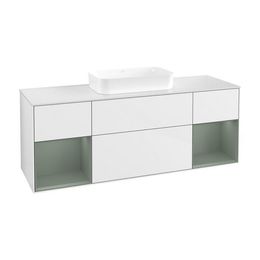 Villeroy & Boch Villeroy und Boch Finion Waschtischunterschrank F741GMGF 160x60,3x50,1cm, Regale Olive matt lacquer, Glossy white lacquer