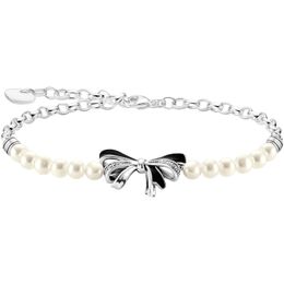 Thomas Sabo Damen Armband "Schleifen mit Perlen Lovely Romance", 19, Perlen Silber 925 (Sterlingsilber), schwarz-weiß, Perlen, Silber 925