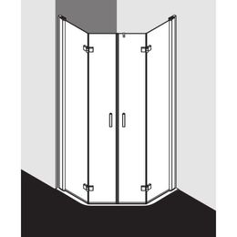 Kermi Diga 5-Eckdusche mit Pendel-Faltt&uuml;r DIF4509020VAK 90x90x200cm, 450mm, silber hochglanz, ESG klar