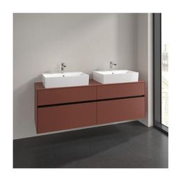 Villeroy & Boch Villeroy und Boch Collaro Waschtischunterschrank C137B0AH 160x54,8x50cm, f&uuml;r 2 Waschtische, LED-Beleuchtung 12W, wine red