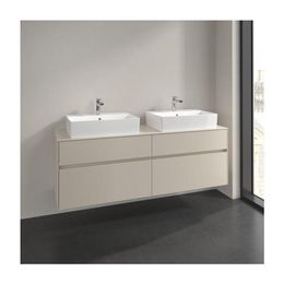Villeroy & Boch Villeroy und Boch Collaro Waschtischunterschrank C137B0VN 160x54,8x50cm, f&uuml;r 2 Waschtische, LED-Beleuchtung 12W, cashmere grey