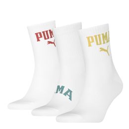 Puma Damen Socken, Gr. 39, wei&szlig;, Baumwollmischung, unifarben mit Farbeinsatz, Socken, mit mehreren Logos