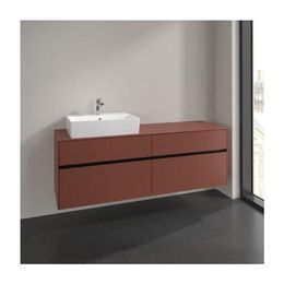 Villeroy & Boch Villeroy und Boch Collaro Waschtischunterschrank C135B0AH 160x54,8x50cm, Waschtisch links, LED-Beleuchtung 12W, wine red