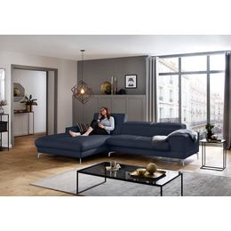 Ecksofa W.Schillig, B:303cm H:70cm T:193cm, blau, Longlife Xtra-Leder Z59: Glattleder mit modischer Pr&auml;gung. Hautst&auml;rke 0, 9 - 1, 1 mm, Wohnzimmer,
