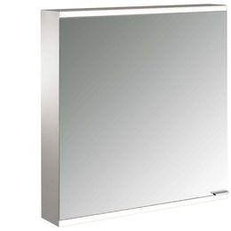 Emco prime Aufputz-Lichtspiegelschrank 949706321 600x700mm, 1 T&uuml;r, Anschlag links, aluminium/weiss