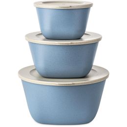 Koziol Aufbewahrungsschüssel "CONNECT BOX SET STOCKHOLM", B:25cm H:13cm, blau, Lebensmittelaufbewahrungsbehälter, (1 + 2 + 4 L), melaminfrei, CO²
