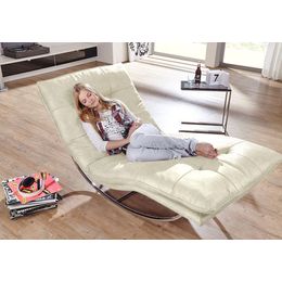 Relaxliege W.Schillig, B:95cm H:85cm T:169cm, beige, Stoff S37 (100% Polyester), Wohnzimmer, Sofas, "daily dreams", in Waffelkissen-Optik,