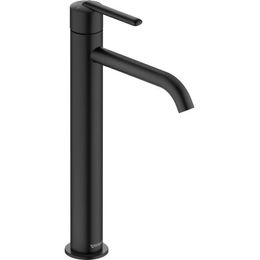 Duravit Balcoon Waschtischarmatur XL BA1043002046 FreshStart und MinusFlow, Ausladung 153mm, ohne Zugstange Ablaufgarnitur, schwarz matt