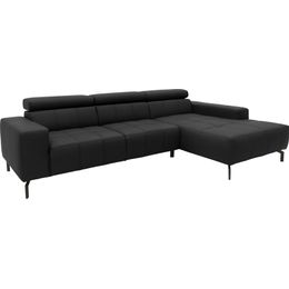 Ecksofa DOMO collection, B:292cm H:79cm T:175cm, schwarz, Lederlook;100% Polyurethan, Wohnzimmer, Sofas, "Cunelli tolle Sitzn&auml;hte als Designelement,