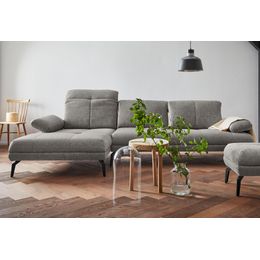 Ecksofa Andas, B:295cm H:83cm T:162cm, grau, Struktur weich (100% Polyester);Struktur grob (100% Polyester);100% NaturLEDER, Wohnzimmer, Sofas,