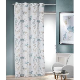 Gardine HOMING, B:135cm H:245cm, blau, Polyester, Wohnzimmer, Gardinen, "Augusta", Fertigschal