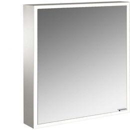 Emco prime Aufputz-Lichtspiegelschrank 949706359 600x700mm, 1 T&uuml;r, Anschlag links, aluminium/weiss