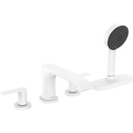 Hansgrohe Vivenis Fertigmontageset 75444700 4-Loch-Wannenrandarmatur, mit sBox, mattwei&szlig;