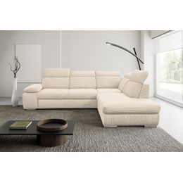 Ecksofa WERK2, B:280cm H:86cm T:230cmnatur, 90% Polyester, 10% Nylon, Sofas, "Memo Alicante", Schlafsofa mit Bettkasten & verstellbaren Kopfstützen.