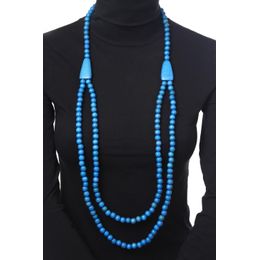 Damen Lange Kette "Gina", blau, Basic, Collezione Alessandro, Holz, Halsketten, aus Holzperlen