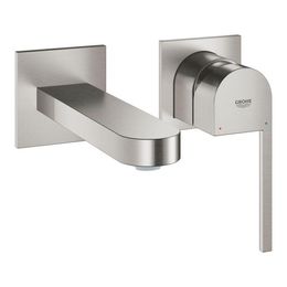 Grohe Plus Fertigmontageset 29303DC3 supersteel, Waschtisch-2-Loch-Wandarmatur, Ausladung 14,7cm