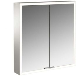 Emco prime Aufputz-Lichtspiegelschrank 949706361 600x700mm, 2-t&uuml;rig, aluminium/weiss