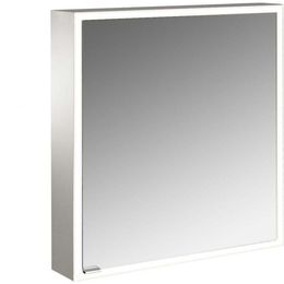 Emco prime Aufputz-Lichtspiegelschrank 949706360 600x700mm, 1 T&uuml;r, Anschlag rechts, aluminium/weiss